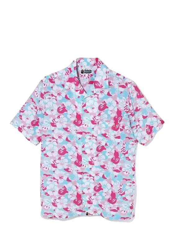 A BATHING APE Store Miami Open Collar Shirt - Pink/blue