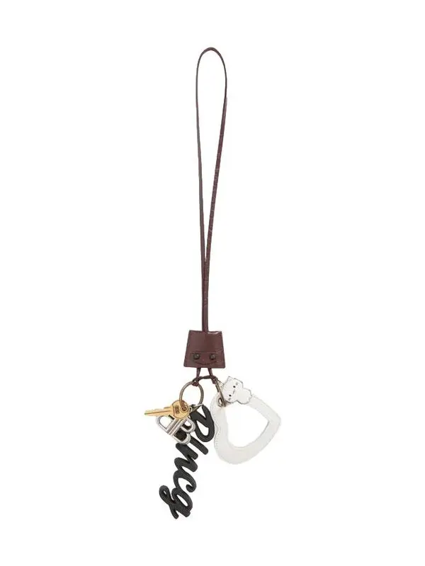 Balenciaga City Heart Bag Charm - Dark Burgundy/ Optic White