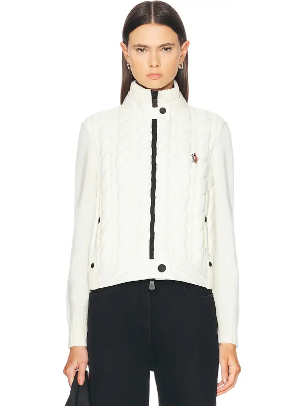 Moncler Zip Up Cardigan - White