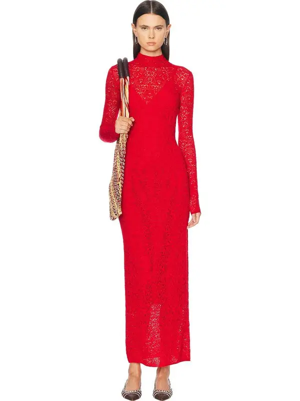 Gabriela Hearst Lethe Knit Lace Dress - Scarlet Red