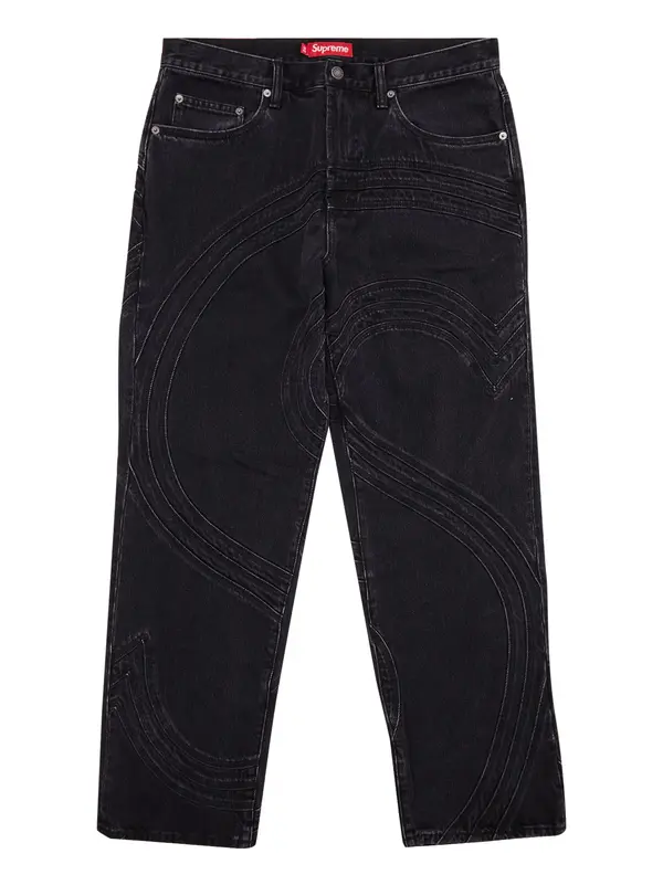 Supreme S Logo Loose Fit Jeans - Black