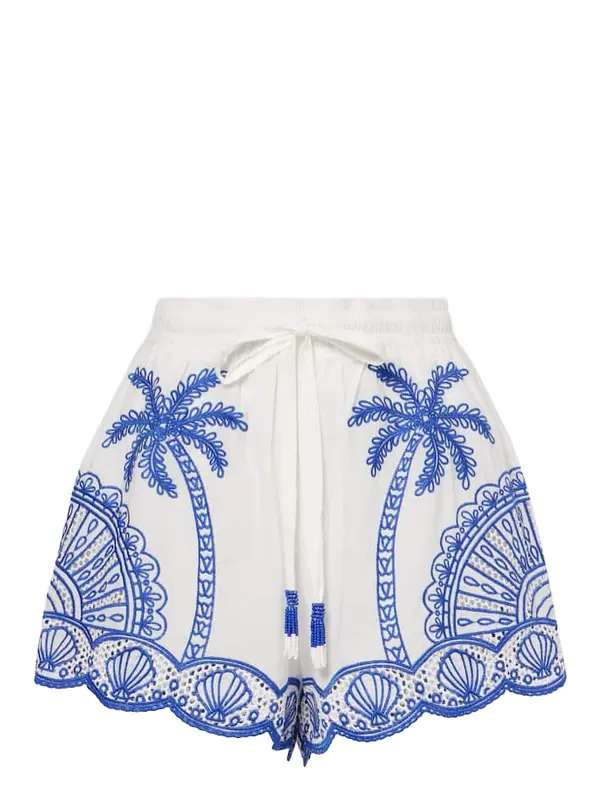 Farm Rio Palm Trees Cotton Shorts - White