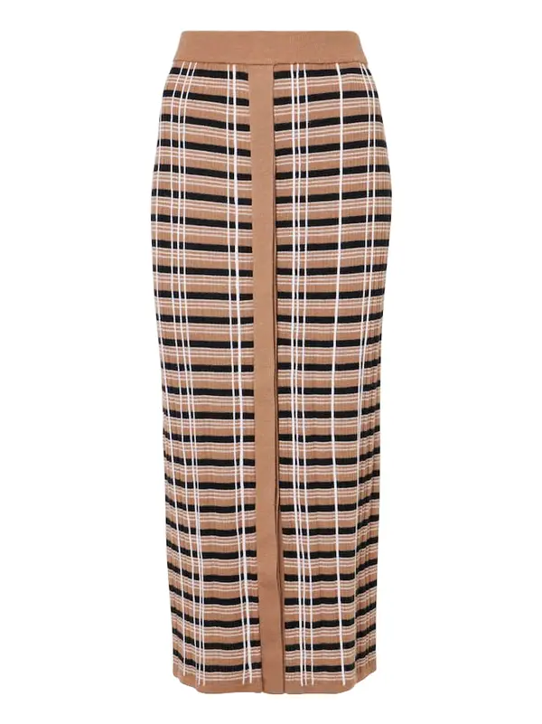 JOSEPH Checked Wool And Silk Maxi Skirt - Neutrals