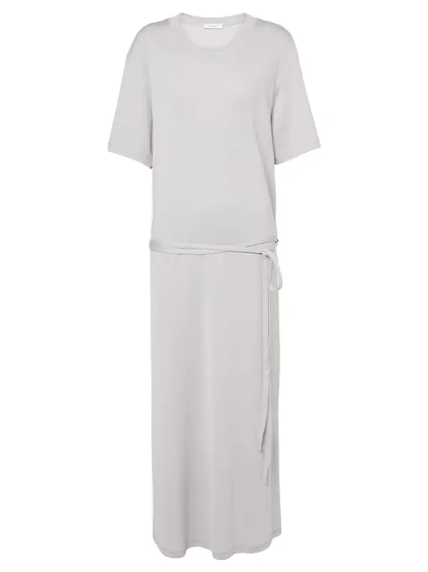 LEMAIRE Belted Cotton Jersey Midi Dress - Blue