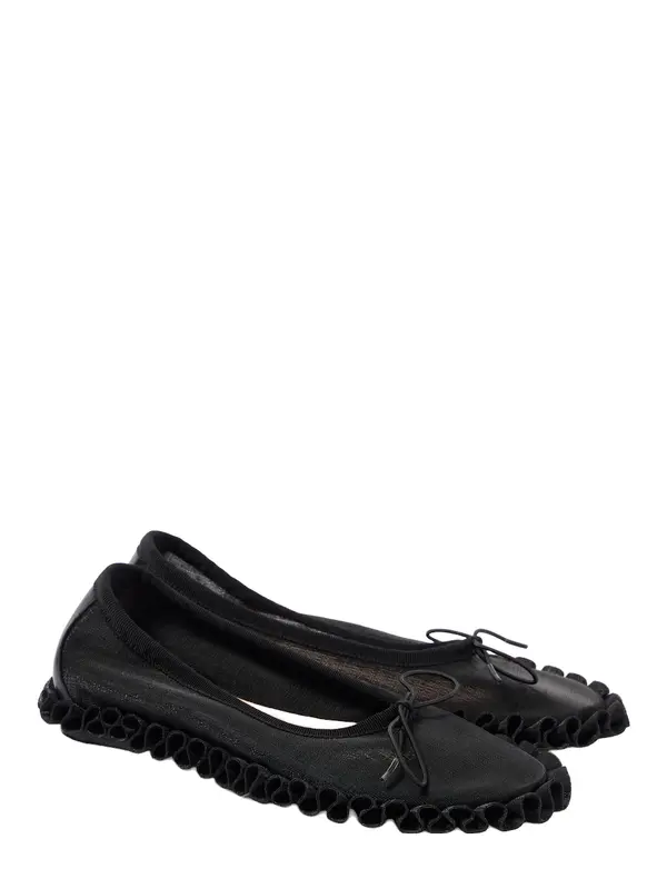 Simone Rocha Ruffled Mesh Ballet Flats - Black