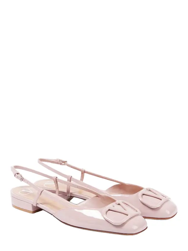 Valentino Garavani Vlogo Signature Leather Slingback Flats - Pink