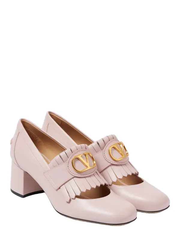 Valentino Garavani Vlogo Signature 55 Leather Loafer Pumps - Pink