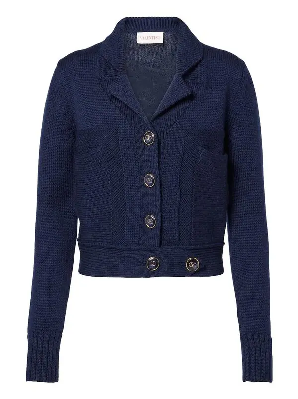Valentino Garavani Wool And Cotton Cardigan - Blue