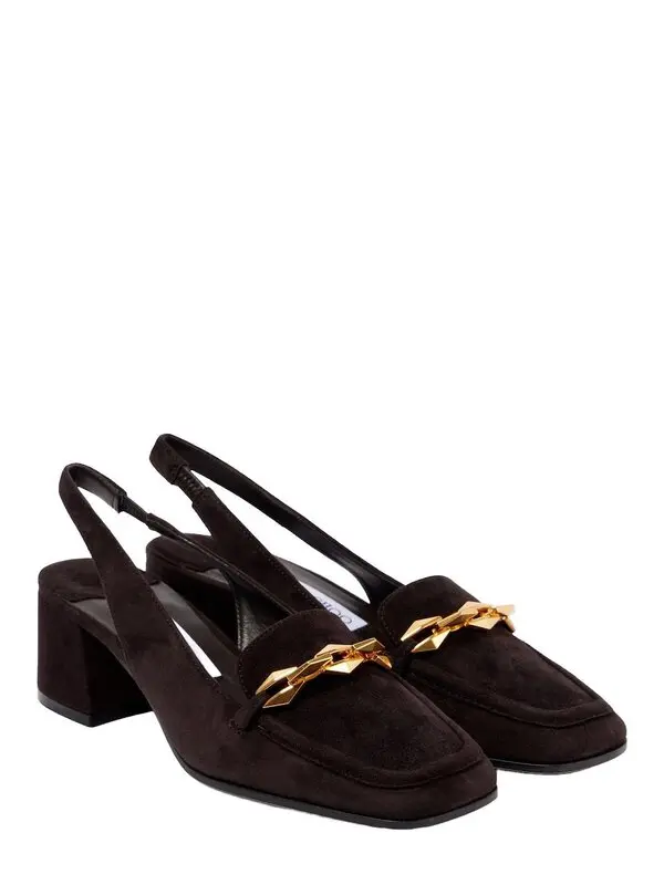 JIMMY CHOO Diamond Tilda 45 Suede Slingback Pumps - Brown