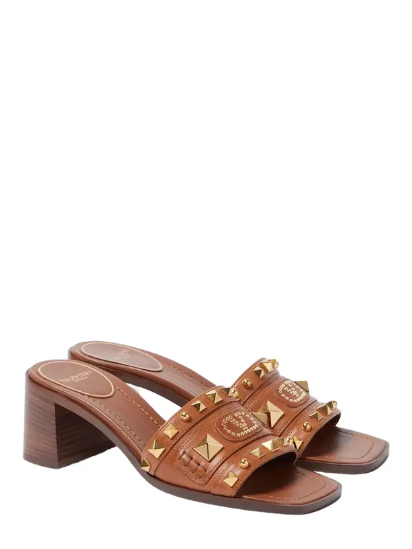 Valentino Garavani Plaster Caster 60 Studded Leather Mules - Brown