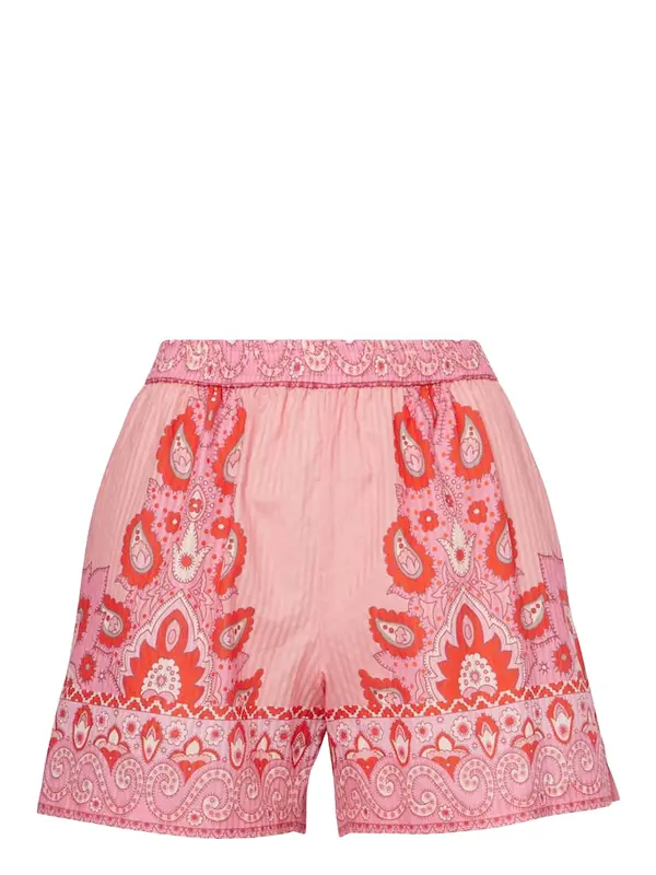 Etro Paisley Cotton And Silk Shorts - Pink
