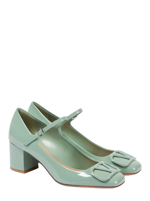 Valentino Garavani Vlogo Signature 60 Patent Leather Pumps - Green