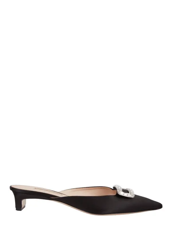 EMILIA WICKSTEAD Katy With Jewel Buckle Shoe In Satin - Black