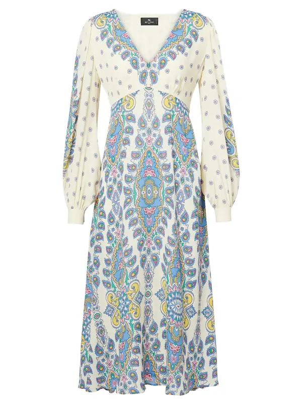 Etro Paisley Crepe De Chine Midi Dress - Multicoloured