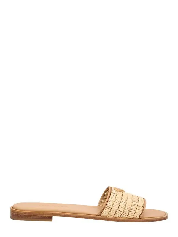 Prada Stuoia Raffia Slide Sandals - Naturale