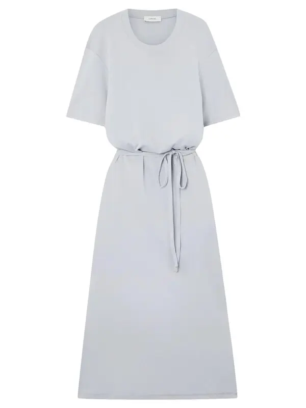 LEMAIRE Belted Cotton-jersey Midi Dress - Blue