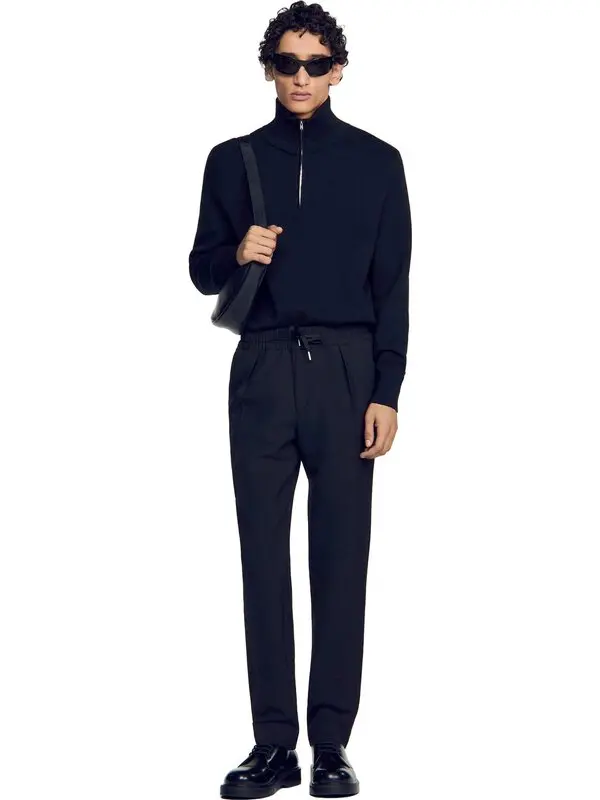 Sandro Elasticated Straight-leg Trousers - Black
