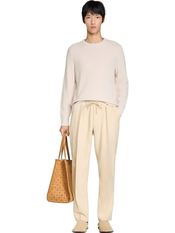 Sandro Elasticated Straight-leg Trousers - Oats