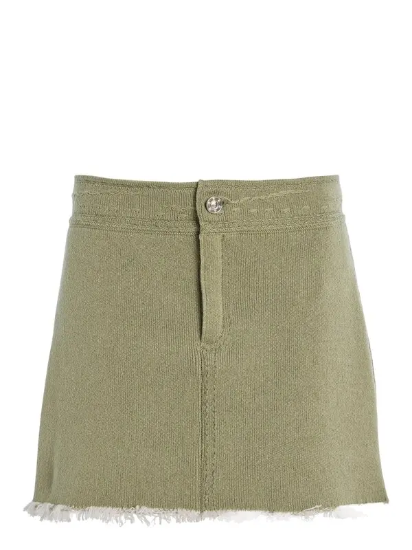 BARRIE Denim-like Cashmere Mini Skirt - Green