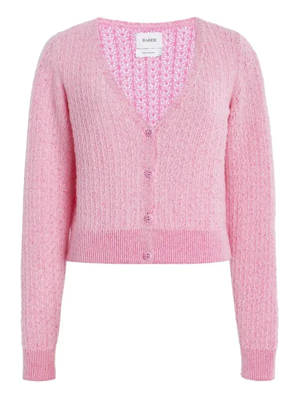 BARRIE Pointelle-knit Cashmere Cardigan - Pink