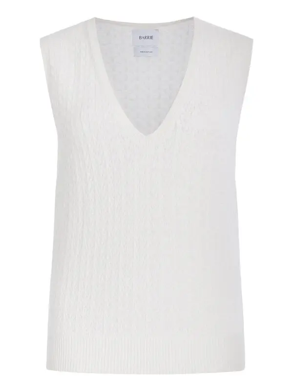 BARRIE Pointelle-knit Cashmere Vest - White