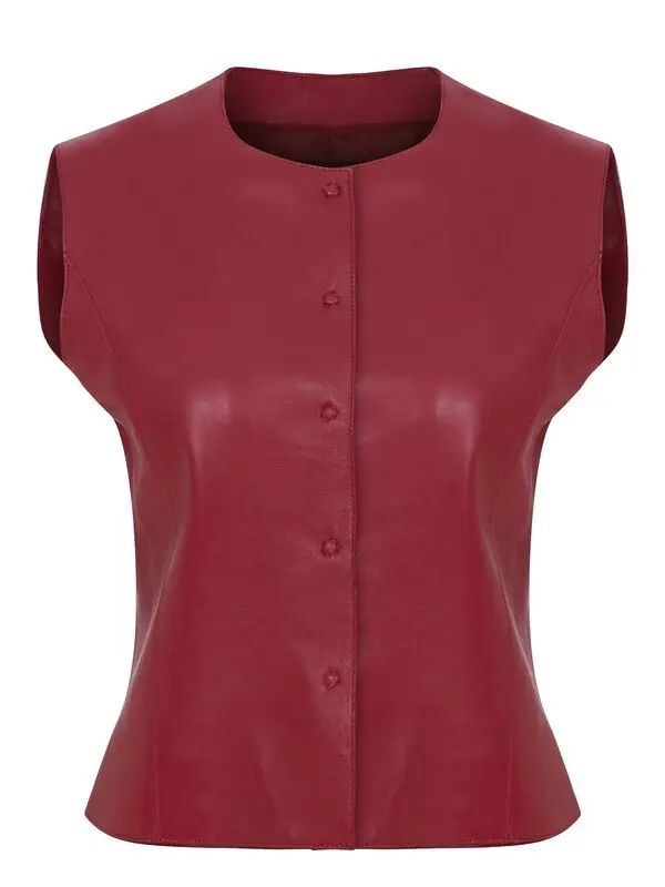 ANIM Marly Leather Vest - Berry