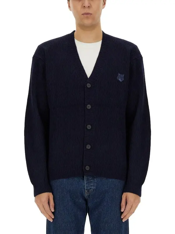 Maison Kitsuné Ribbed Cardigan - Blue