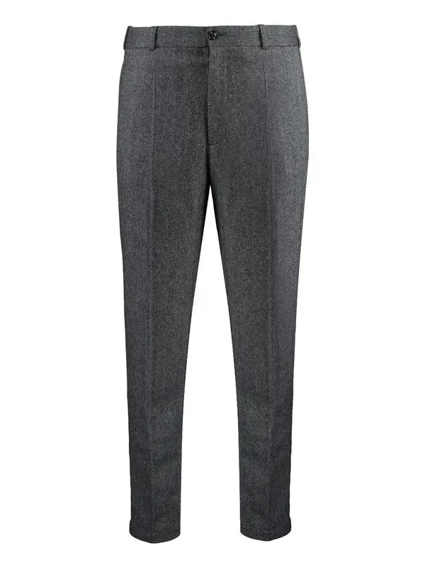Moncler Wool Blend Herringbone Trousers - Black