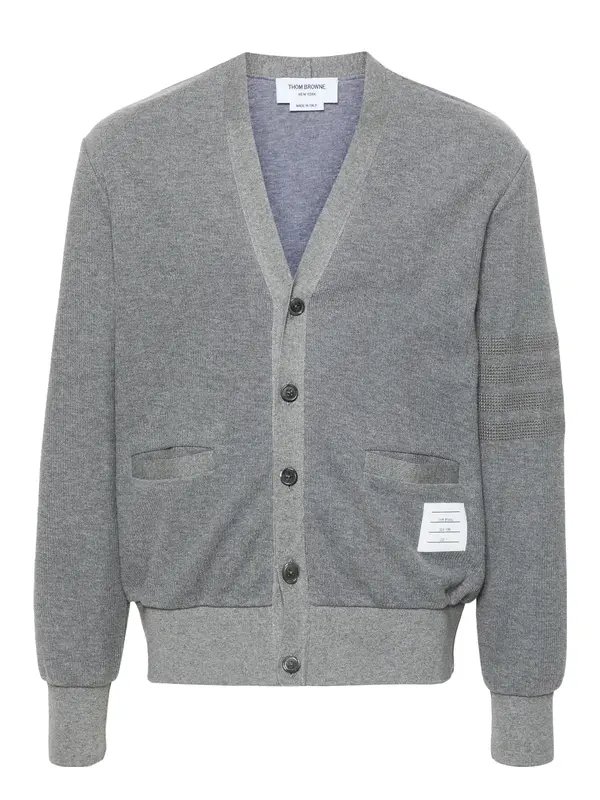 Thom Browne V-neck Cotton Cardigan - Grey