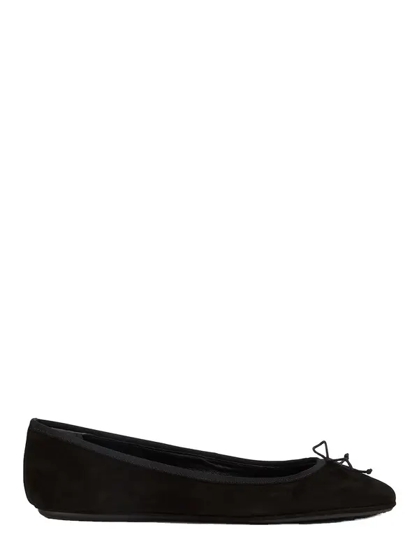 Veronica Beard Beatrix Suede Ballet Flats With Bow Detailing - Black