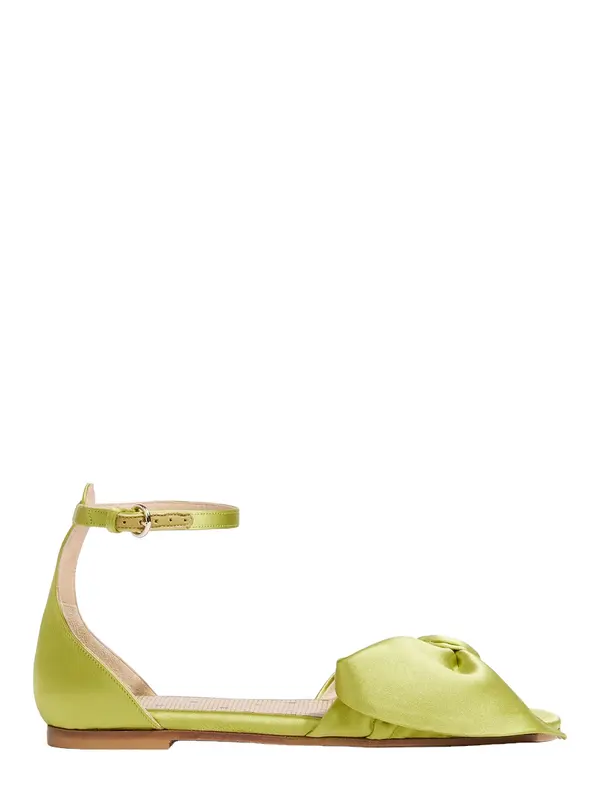 Red Valentino Bow-detailed Satin Sandals - Chartreuse