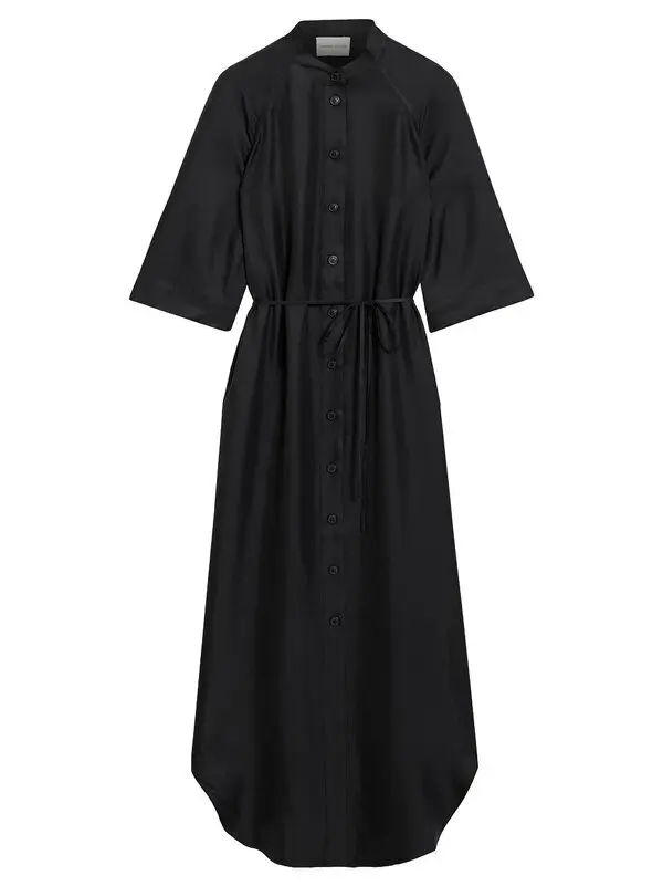 Loulou De Saison Loulou Studio Durion Silk-twill Midi Shirt Dress - Black