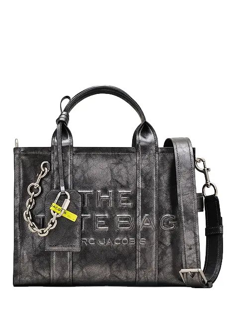 Marc Jacobs Metallic Distressed Medium Tote Bag - Dark Grey