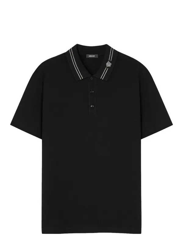 Versace Medusa-embroidered Polo Shirt - Black