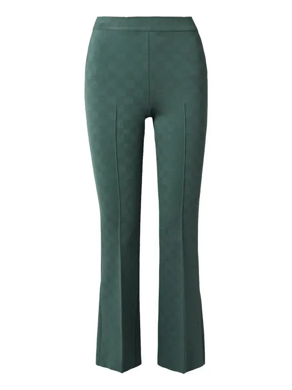 HIGH SPORT Long Kick Stretch-jacquard Flared Pants - Green