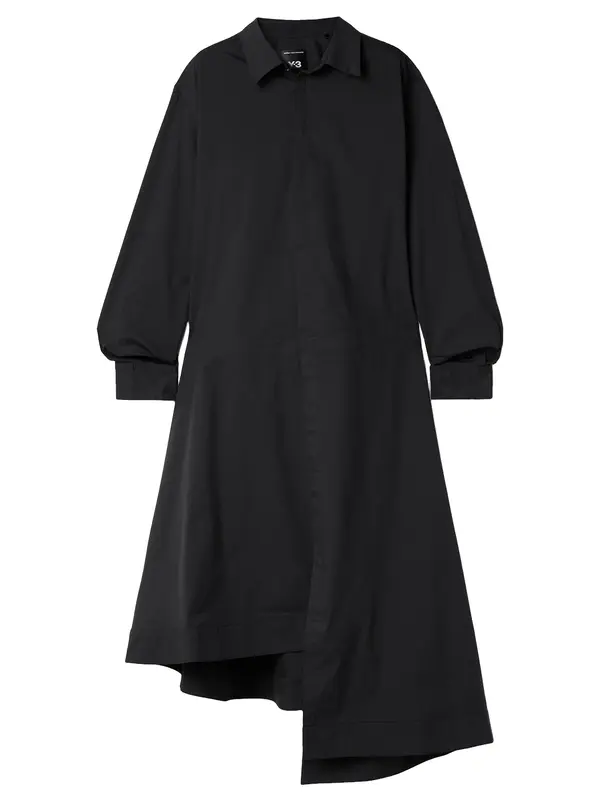 Adidas Originals By Alexander Wang Y3 Cotton-blend Poplin Maxi Shirt Dress - Black
