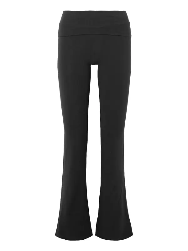 SKIMS Stretch-cotton Jersey Foldover Pants - Black