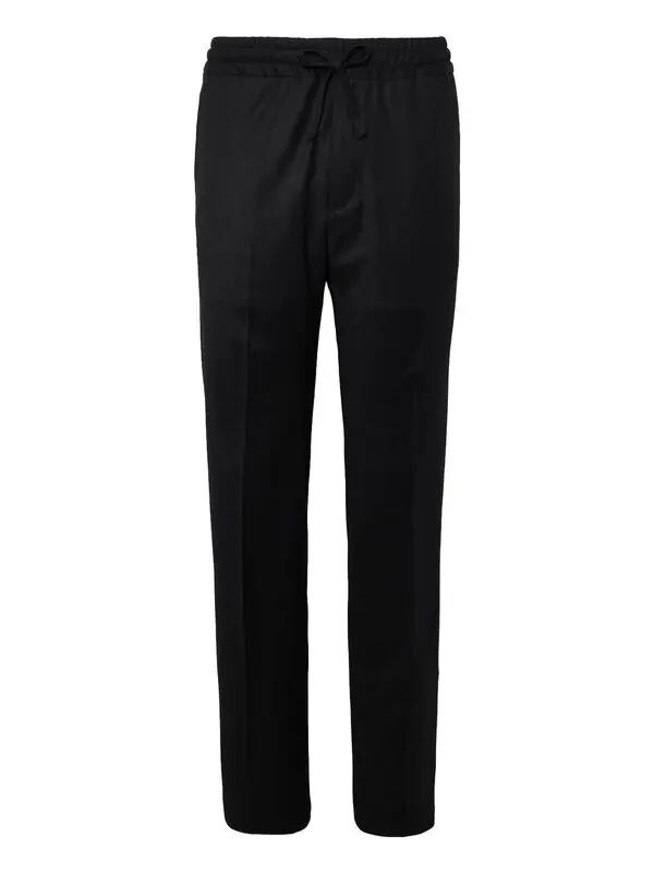 Kingsman Slim-fit Wool And Cashmere-blend Drawstring Trousers - Black