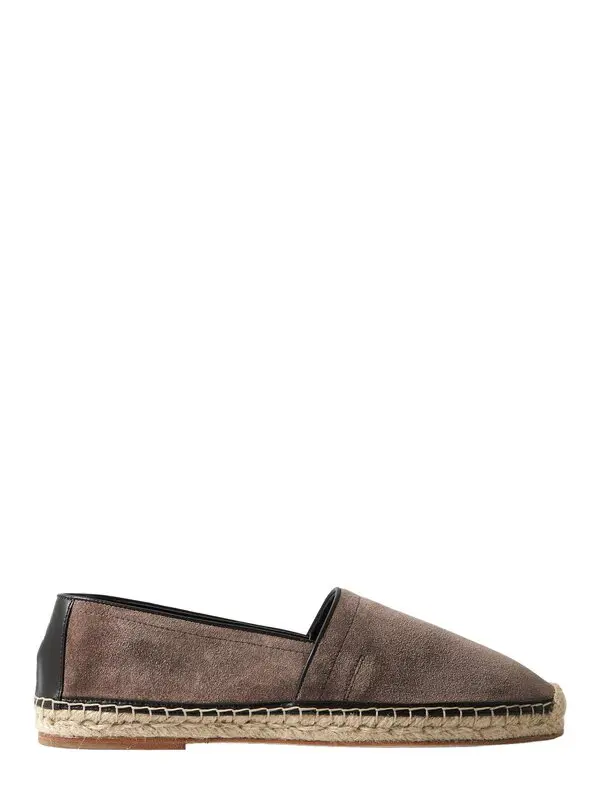 Brunello Cucinelli Leather-trimmed Suede Espadrilles - Brown