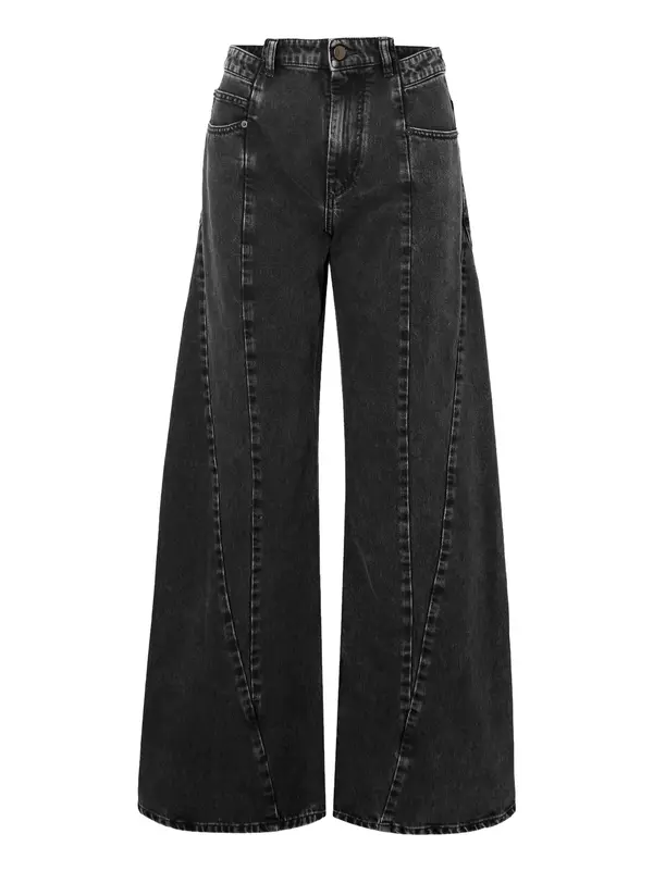 MAISON MARGIELA Paneled High-rise Wide-leg Jeans - Black