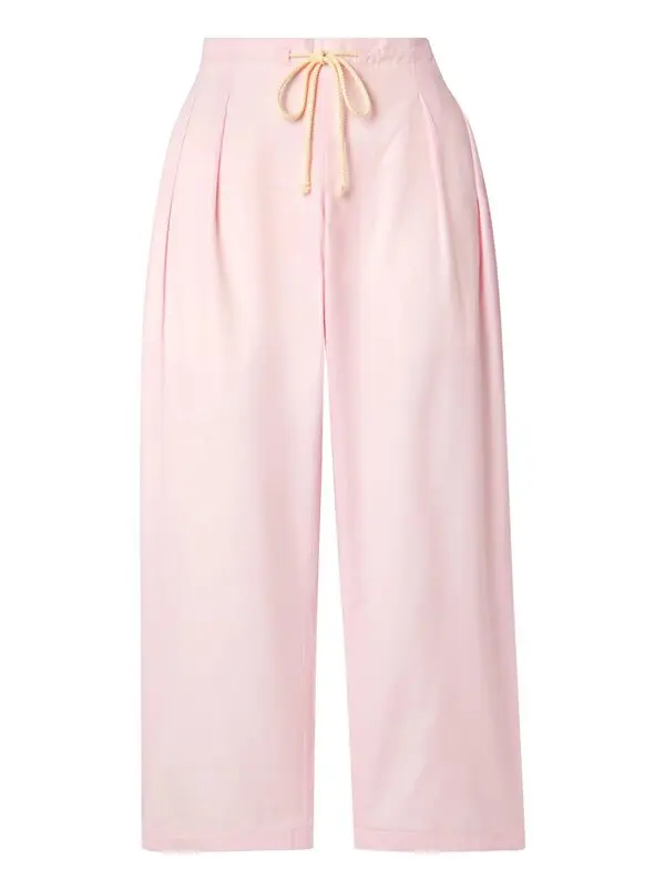 Maria Mcmanus Pleated Organic Cotton-poplin Tapered Pants - Pink