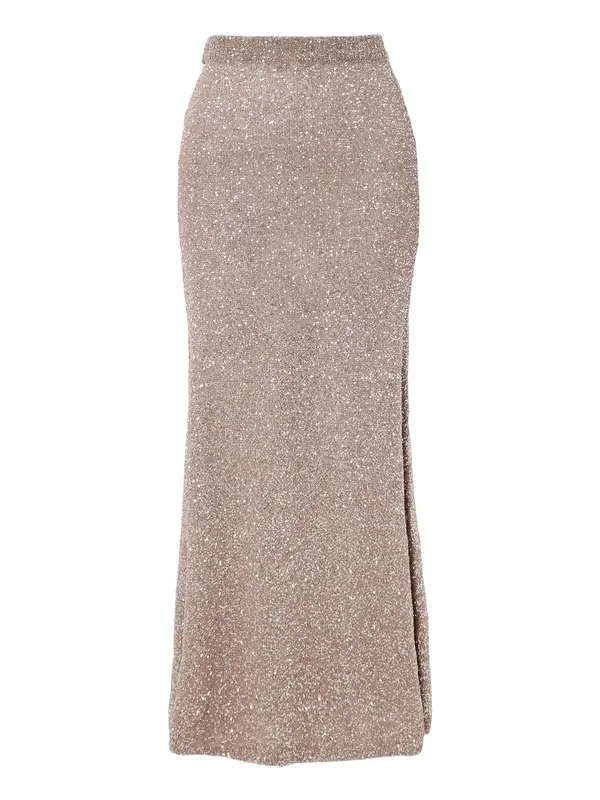Balenciaga Sequined Knitted Maxi Skirt - Neutrals