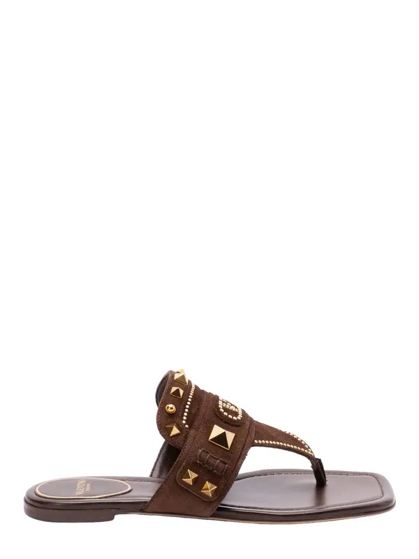 Valentino Garavani Leather Slides - Brown
