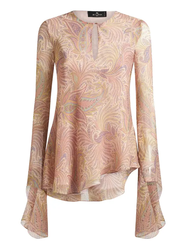 Etro Asymmetric Silk Top - Neutrals
