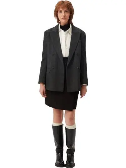 GOBI MONGOLIAN CASHMERE Double-breasted Cashmere Blazer - Charcoal