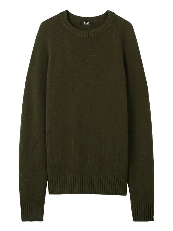 GOBI MONGOLIAN CASHMERE Cashmere Raglan Sleeve Sweater - Capulet Olive