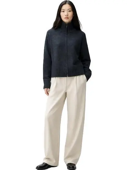 Gobi Cashmere Zip Cardigan - Charcoal