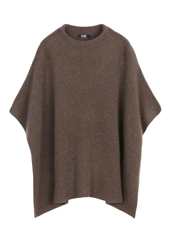 Gobi Cashmere Rib-knit Cashmere Poncho - Cocoa