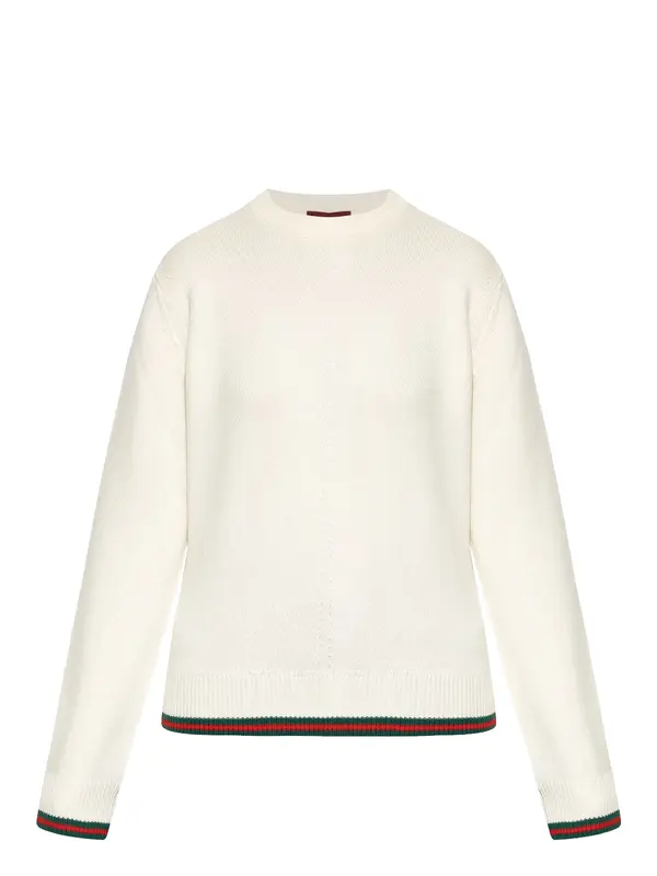 Gucci Web-stripe Trim Sweater - Neutrals