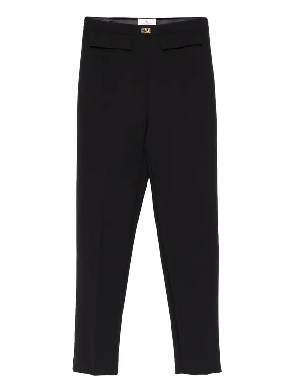 Elisabetta Franchi Logo-plaque Slim-fit Trousers - Black